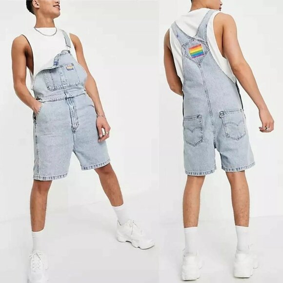 Levi's | Shorts | New Levis Pride Liberation Rainbow Denim Overalls ...